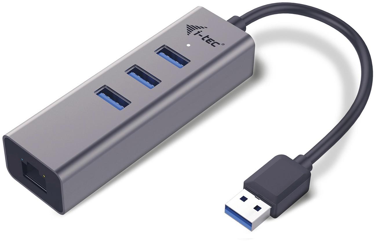 I-TEC USB 3.0 Metal 3-Port HUB with Gigabit Ethernet Adapteris 1x USB 3 ...