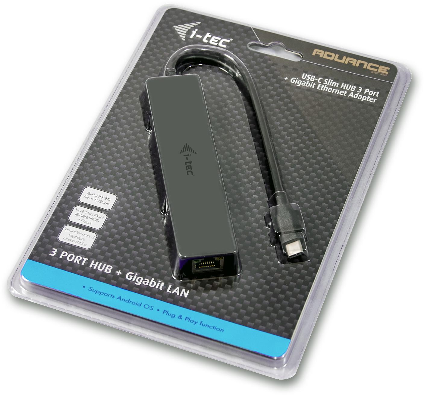 I-TEC USB C Slim HUB 3 Port with Gigabit Ethernet Adapteris ideal for ...