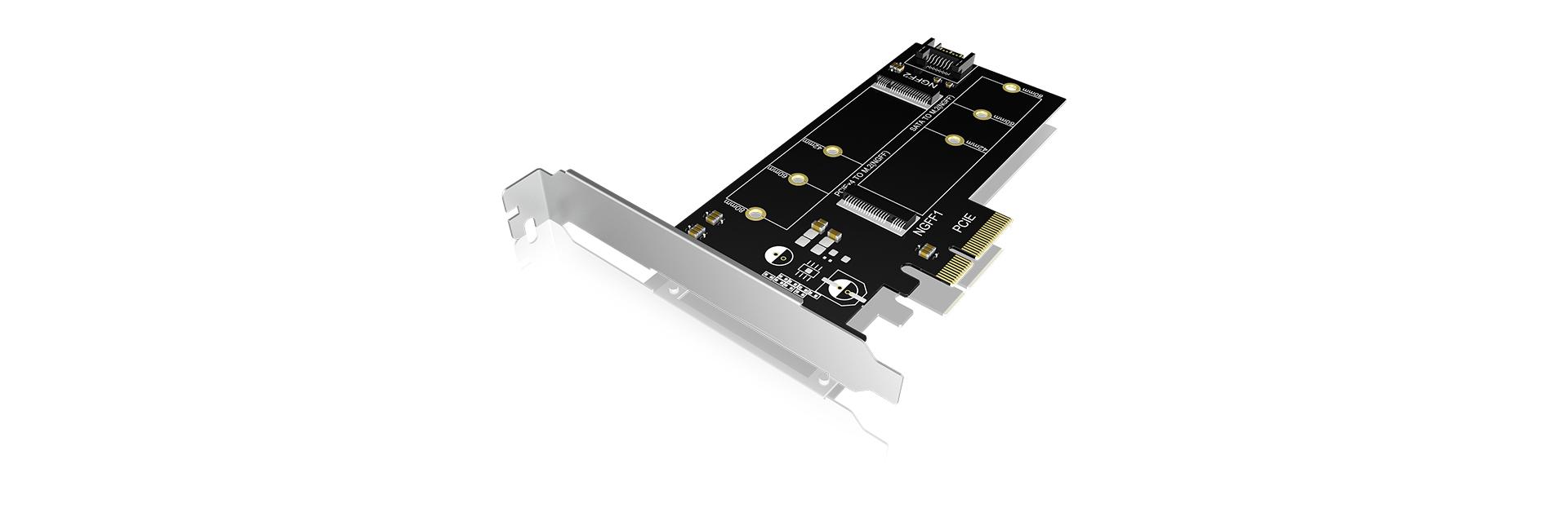 „Icy Box IB-PCI209 PCIe“ kortelė, 1 x M.2 SATA SSD su SATA III + 1 x M ...