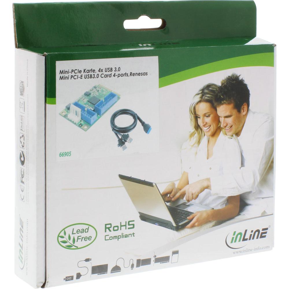 Kontrolierius InLine mini PCIE - 2x 19- pin USB 3.0 (66905), modelis ...
