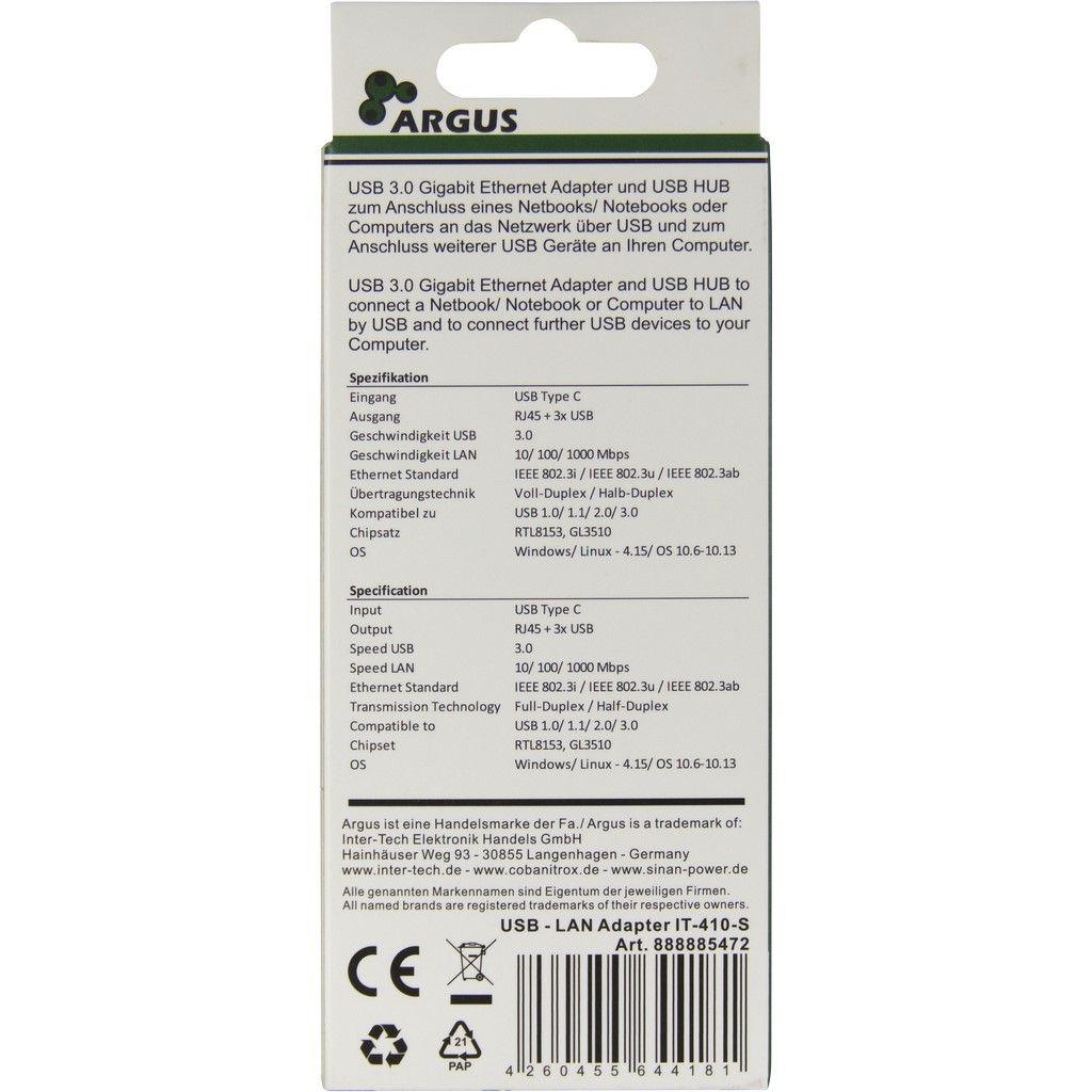 HUB 3Port Inter-Tech Argus IT-410-S 1x RJ45 Gigabit Lan pasyvus ...