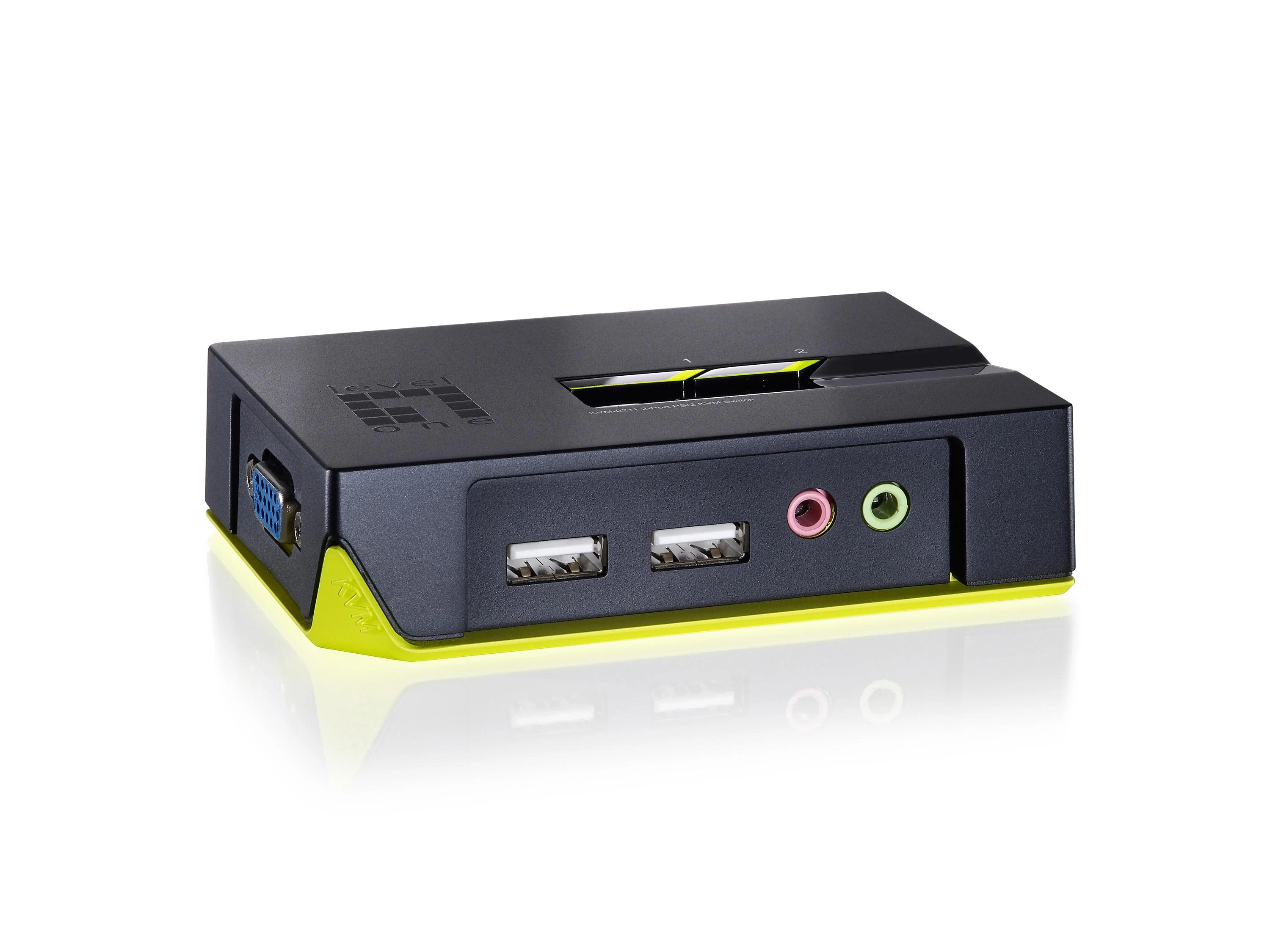 Level One LevelOne KVM jungiklis LevelOne 2x USB KVM-0221 su garsu ...