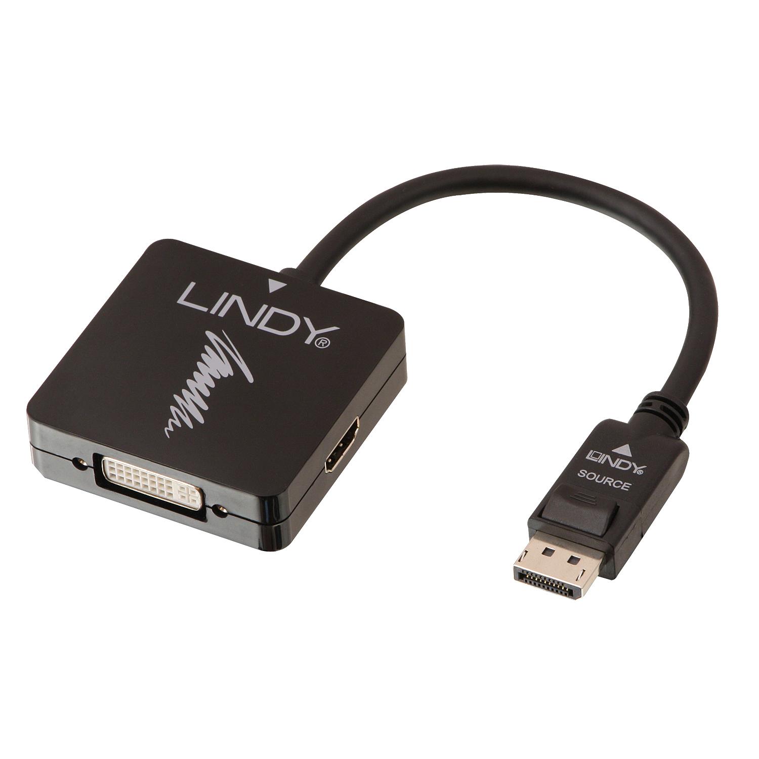 Lindy DisplayPort AV adapteris – HDMI – D-Sub (VGA) – DVI-I Juodas ...