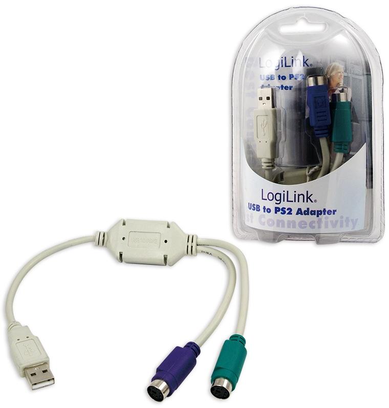 Logilink | Adapteris USB to PS / 2 x2 :. | Pilkas | USB M | 2x Mini DIN ...