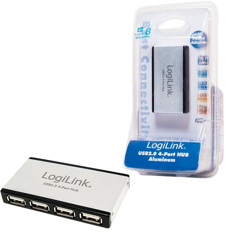 Logilink USB Hub 4-Port USB2.0 with power adapter: 4x USB-A, modelis ...