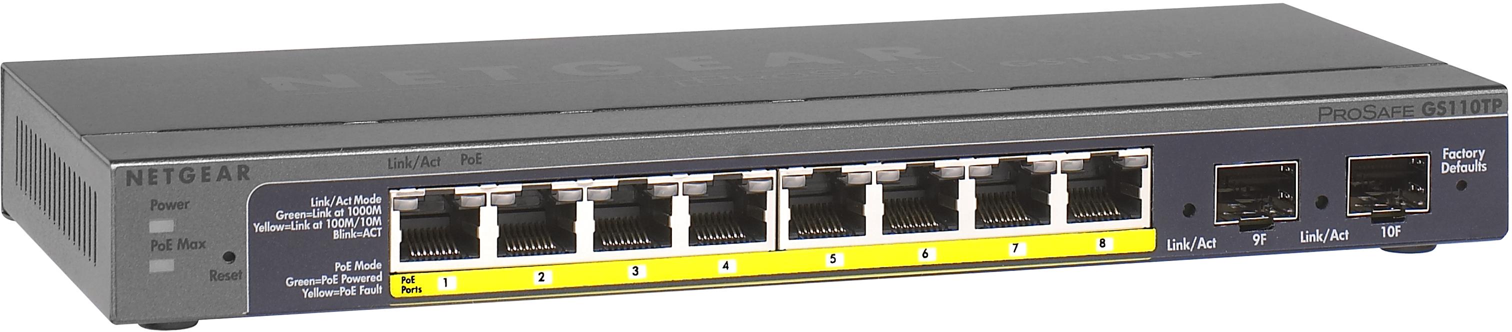 Šakotuvas Netgear Switch GS110TP Web Management, Desktop, 1 Gbps (RJ-45 ...