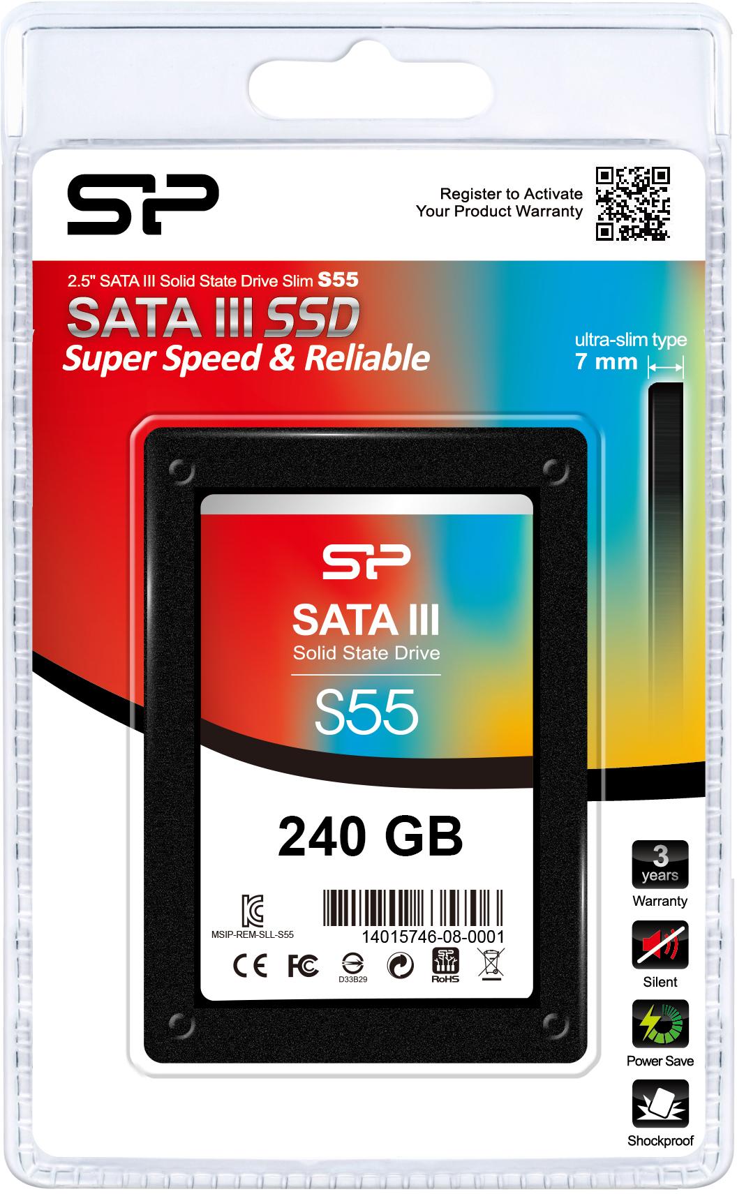 Silicon Power | Slim S55 | 240 GB | SSD sąsaja SATA | Skaitymo greitis 550 MB / s | Rašymo ...
