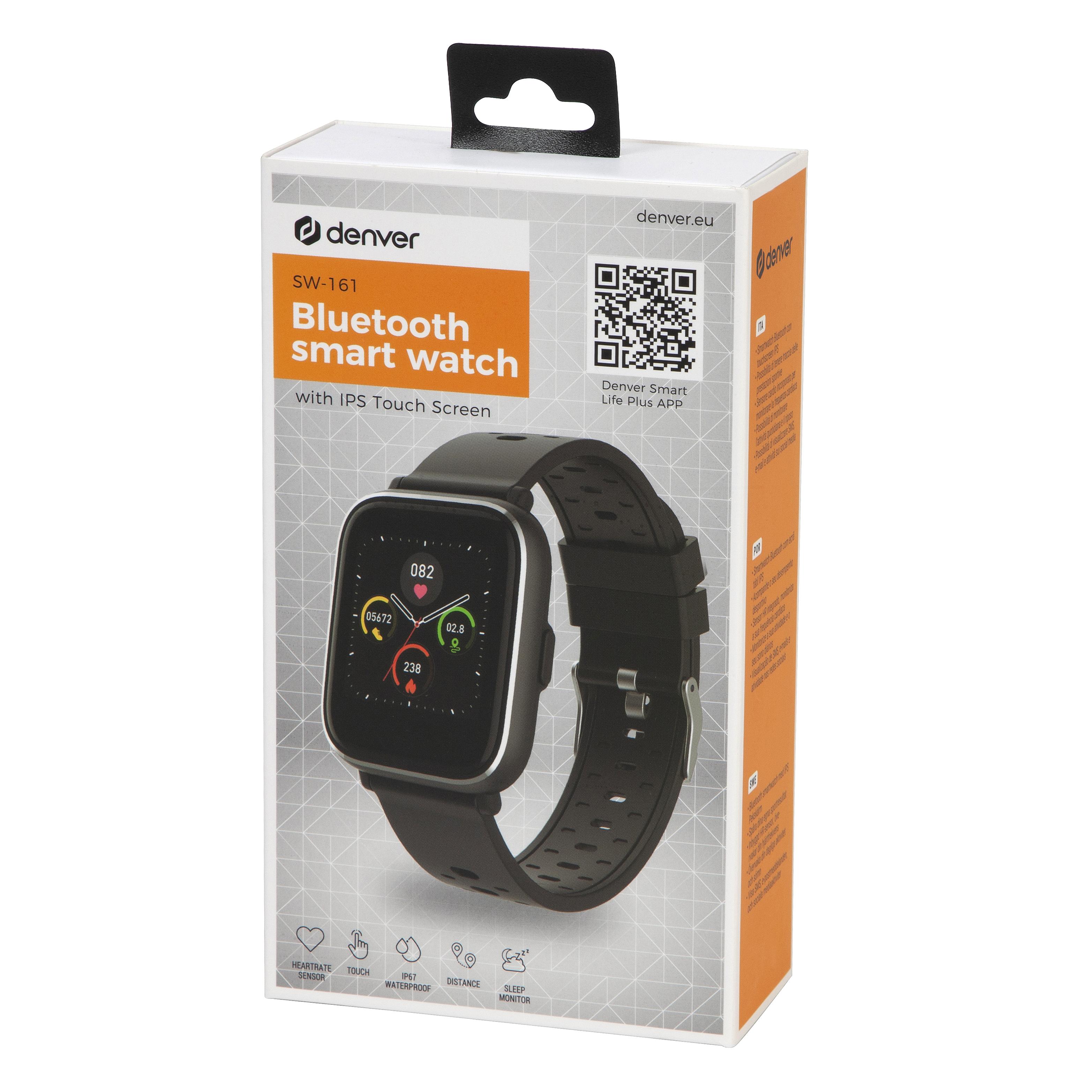 Išmanusis laikrodis Denver SW-161, Sidabrinės spalvos korpusas su pilkos spalvos dirželiu ...