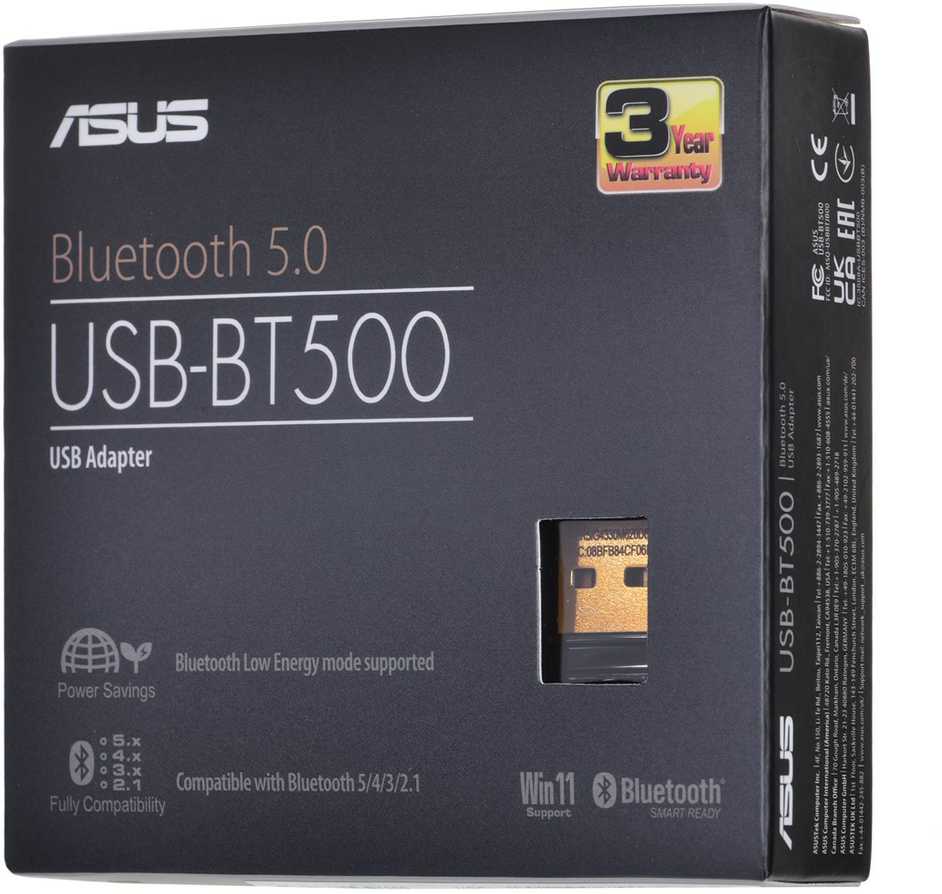 Asus Bluetooth 5.0 USB Adapteris USB-BT500, modelis - ‎USB-BT500, žema ...