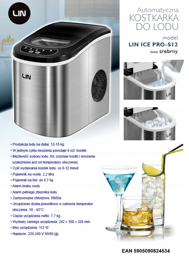 Ledukų Gaminimo Aparatas - Lin Ice Pro-S12 Sidabrinis, modelis - ICE ...