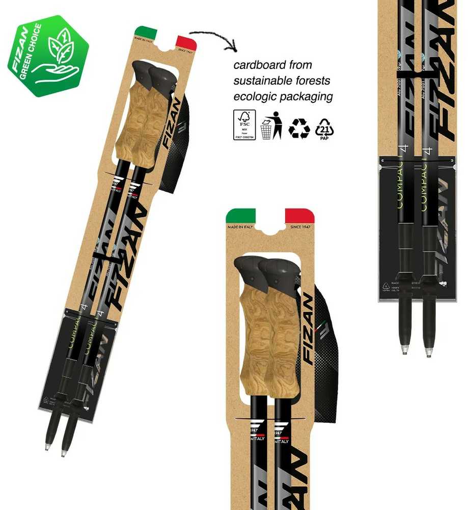 Ėjimo lazdos Fizan Compact 4 juodas, modelis - ‎Compact 4, žema kaina ...