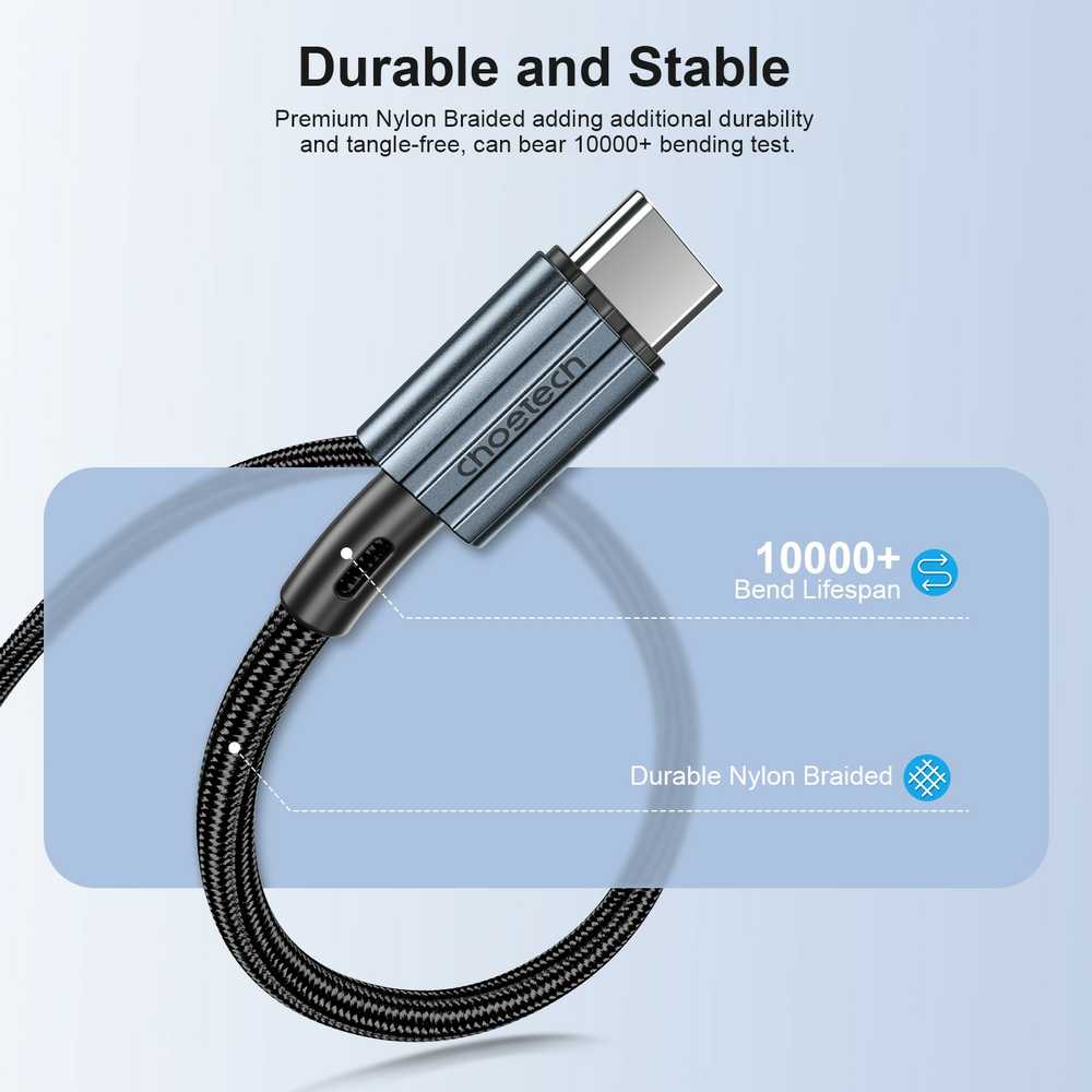 USB-C kabelis su USB-C Choetech XCC-1014, PD 60W 1.2 m (juodas), modelis - XCC-1014, žema kaina ...
