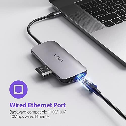 VAVA USB-C Hub mit 3 x USB 3.0 4K HDMI Ethernet SD- und Micro SD Power ...