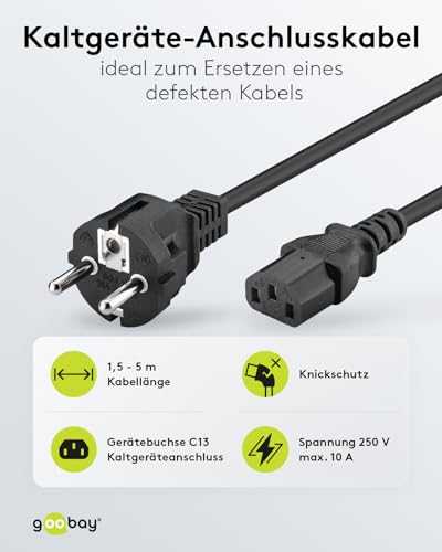 Goobay Schuko-C13 maitinimo laidas, 3m, juodas - 96036, modelis - 96036 ...