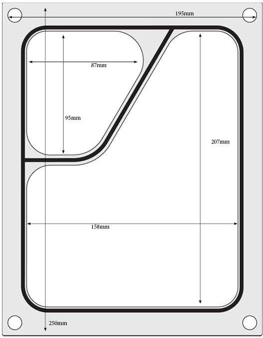 Matricos forma Hendi dvidaliams COLT 227x178 mm padėklams, modelis ...