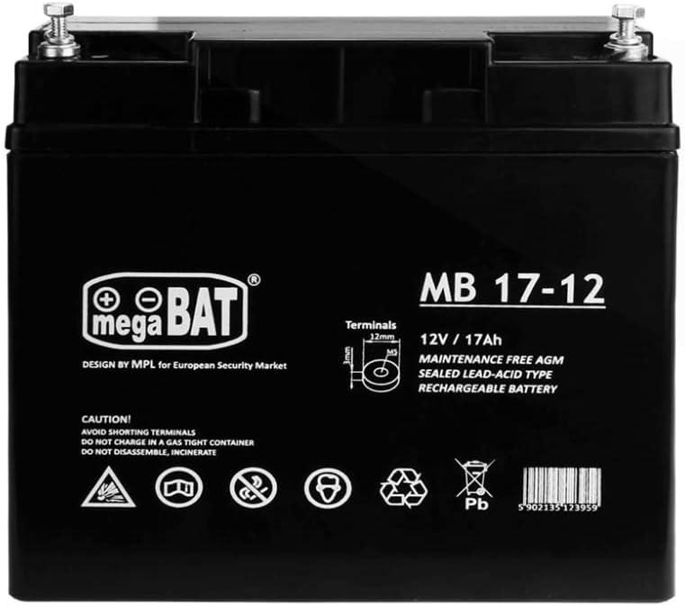Megabat 12V 17Ah M5 AGM akumuliatorius, 3-5 metai, modelis ...