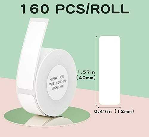 Terminės etiketės Niimbot lipdukai 12x40 mm, 160 vnt (balti), modelis ...