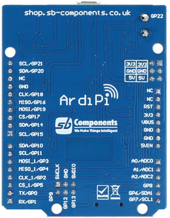 ArdiPi – kūrimo plokštė su Raspberry Pi Pico W, suderinama su Arduino Uno – SB Components 26630 ...