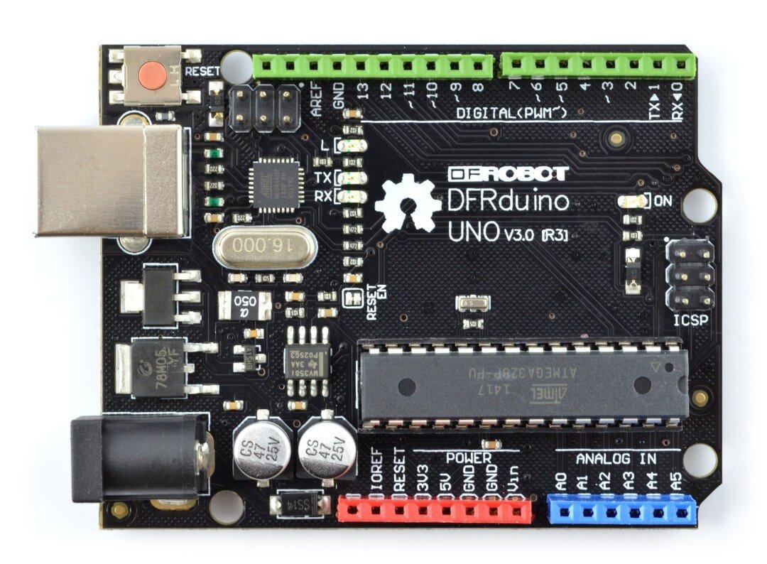 Dfrobot Dfrduino Uno V3 Suderinamas Su Arduino Modelis An 02683 žema Kaina Varlelt