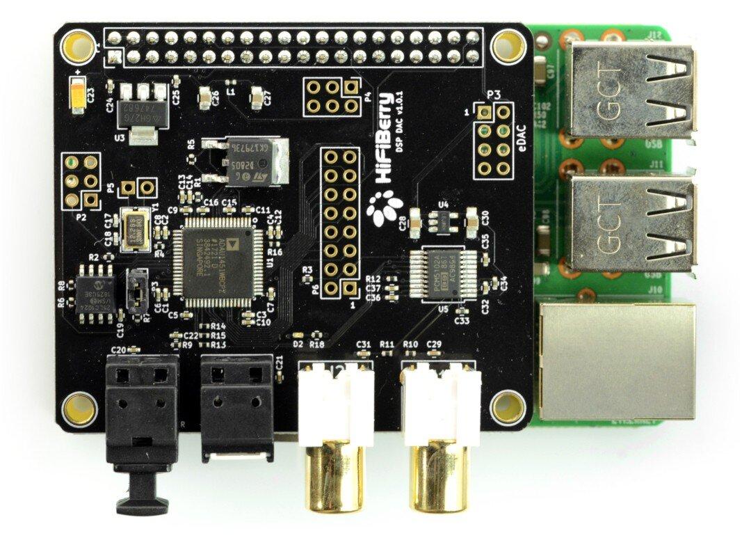 HiFiBerry DAC+ DSP, garso plokštė, skirta Raspberry Pi 4B / 3B+ / 3 / 2 / B+ / A+, modelis ...