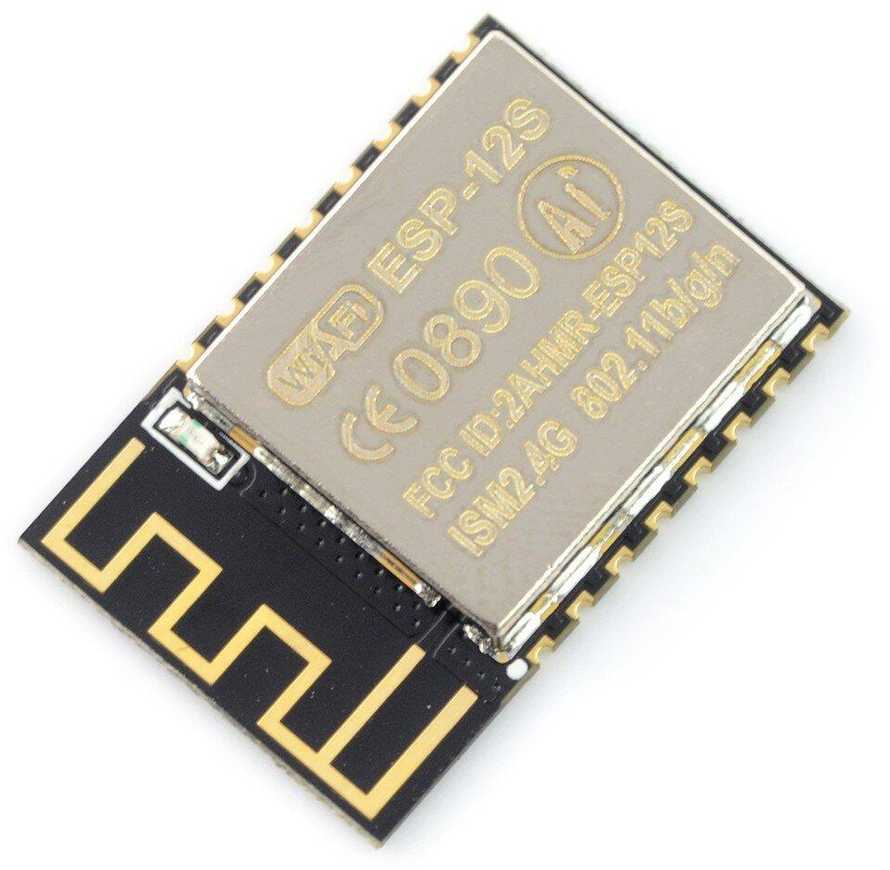 Wifi Modulis Esp 12s Esp8266 Juodas 9 Gpio Adc Pcb Antena Modelis
