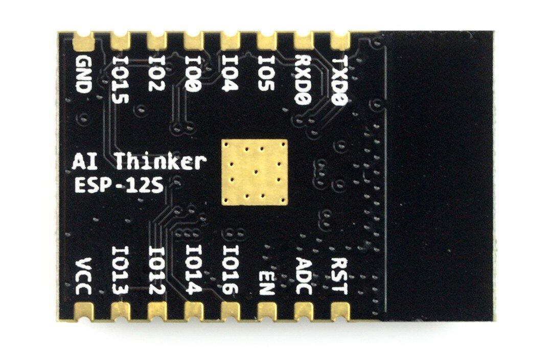 Wifi Modulis Esp 12s Esp8266 Juodas 9 Gpio Adc Pcb Antena Modelis