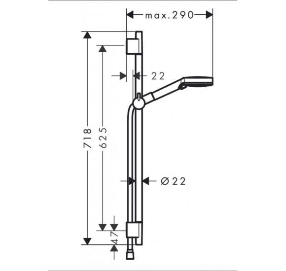 Dušo komplektas Hansgrohe Vernis Blend 26422670, juodas matinis ...