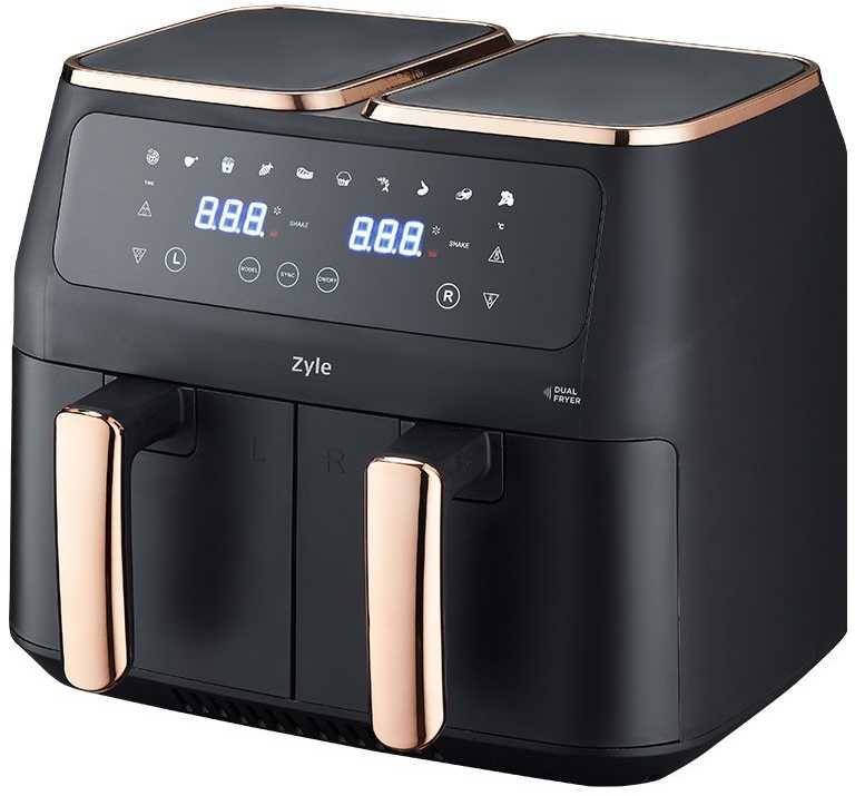 Dviguba karšto oro gruzdintuvė Zyle ZY029AF, 8 l, su dviem kepimo ...