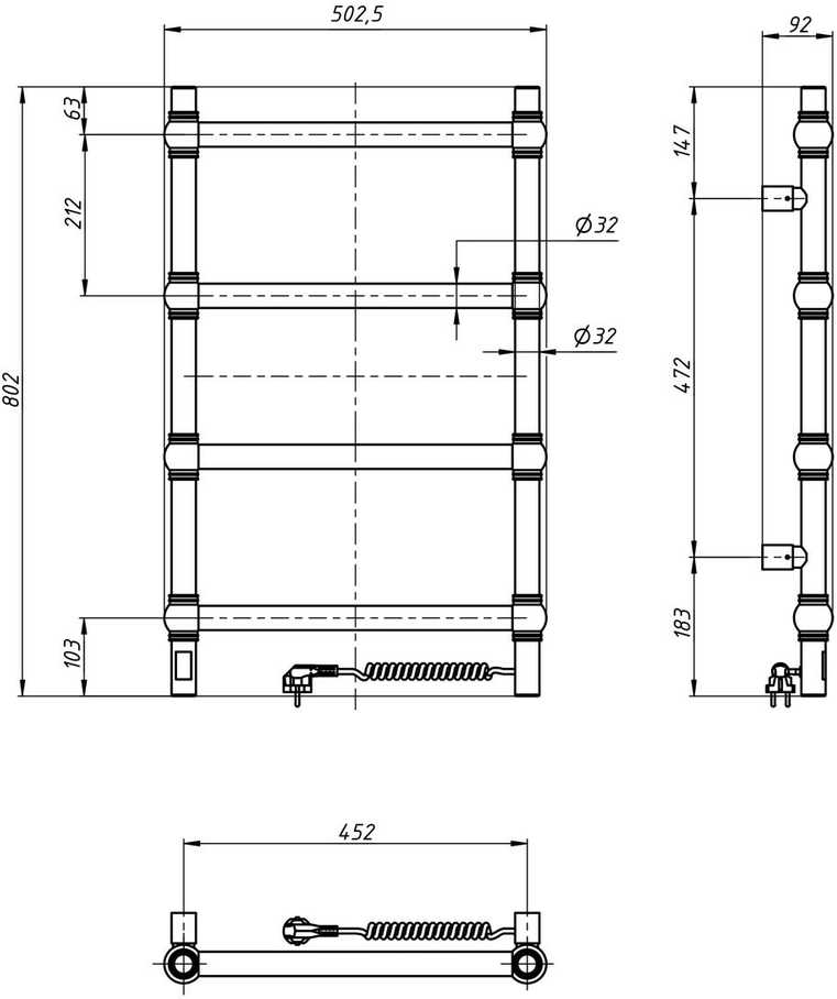 Elektrinis rankšluosčių džiovintuvas Navin Retro 500*800, 10-140033 ...