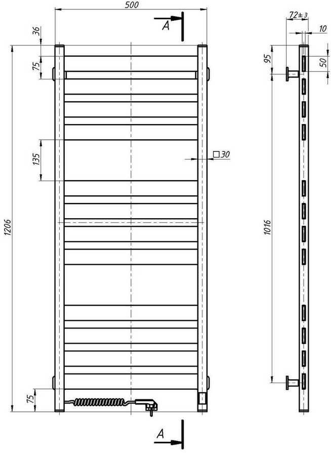 El.rankšluosčių džiovintuvas Navin Largo 500*1200 Sensor kairė baltas ...