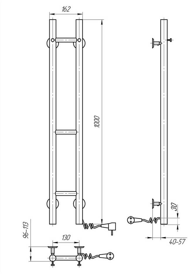 El.rankšluosčių džiovintuvas Navin Siluet 160*1000 dešinė 12-017030 ...