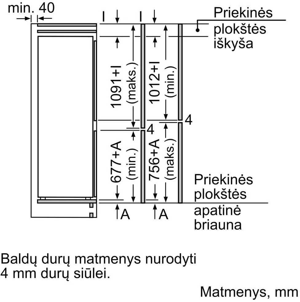 Bosch KIV86NSE0 Serija 2, Įmontuojamasis šaldytuvas-šaldiklis su ...
