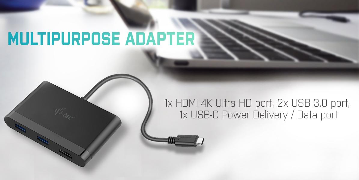 I-TEC USB-C HDMI ir USB adapteriai su maitinimo tiekimu, 1xHDMI 4K ...