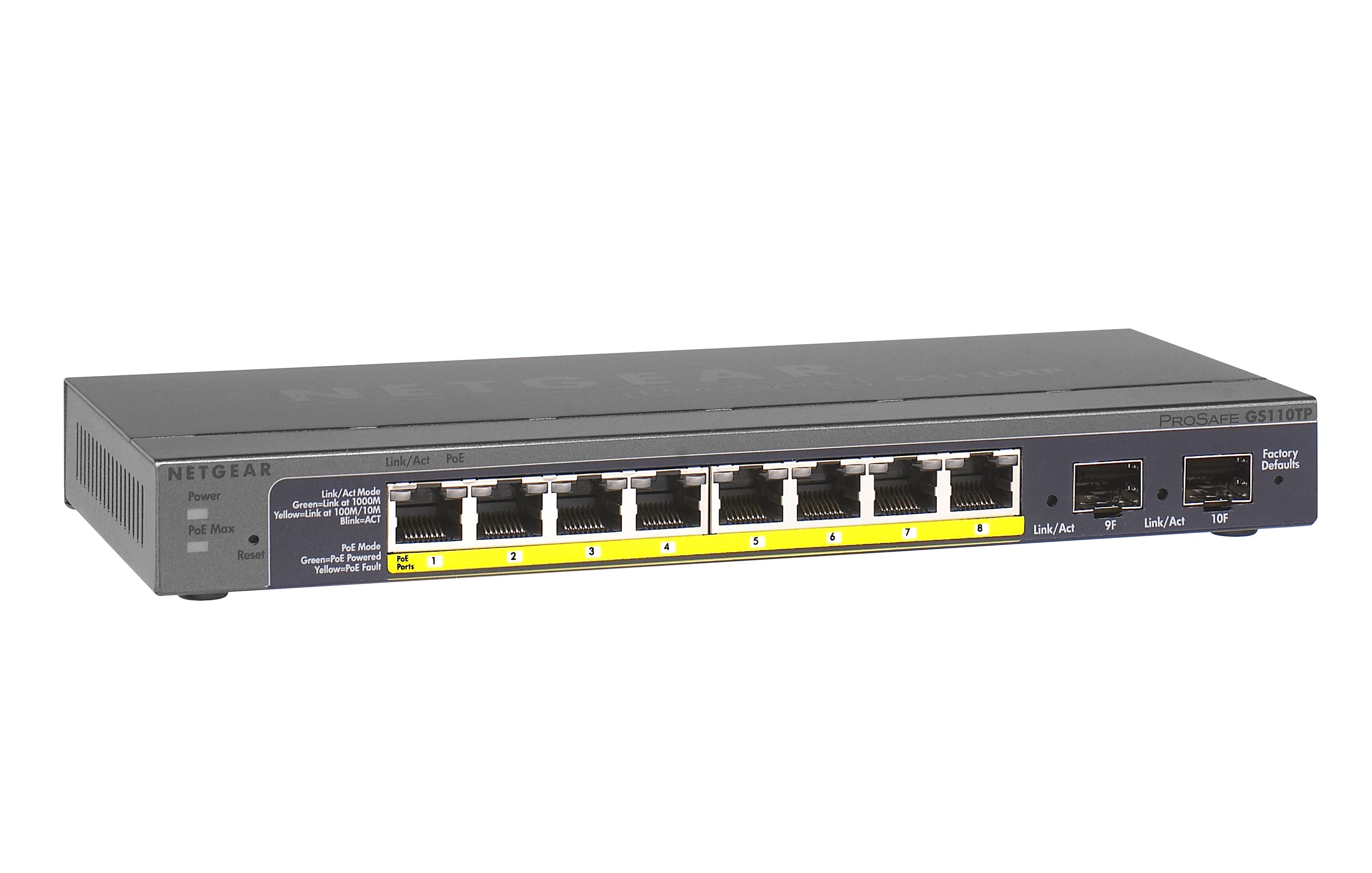 Šakotuvas Netgear Switch GS110TP Web Management, Desktop, 1 Gbps (RJ-45 ...