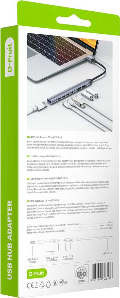 Kilimėlis D-Fruit USB hub USB-A DF144, modelis - 50518, žema kaina ...