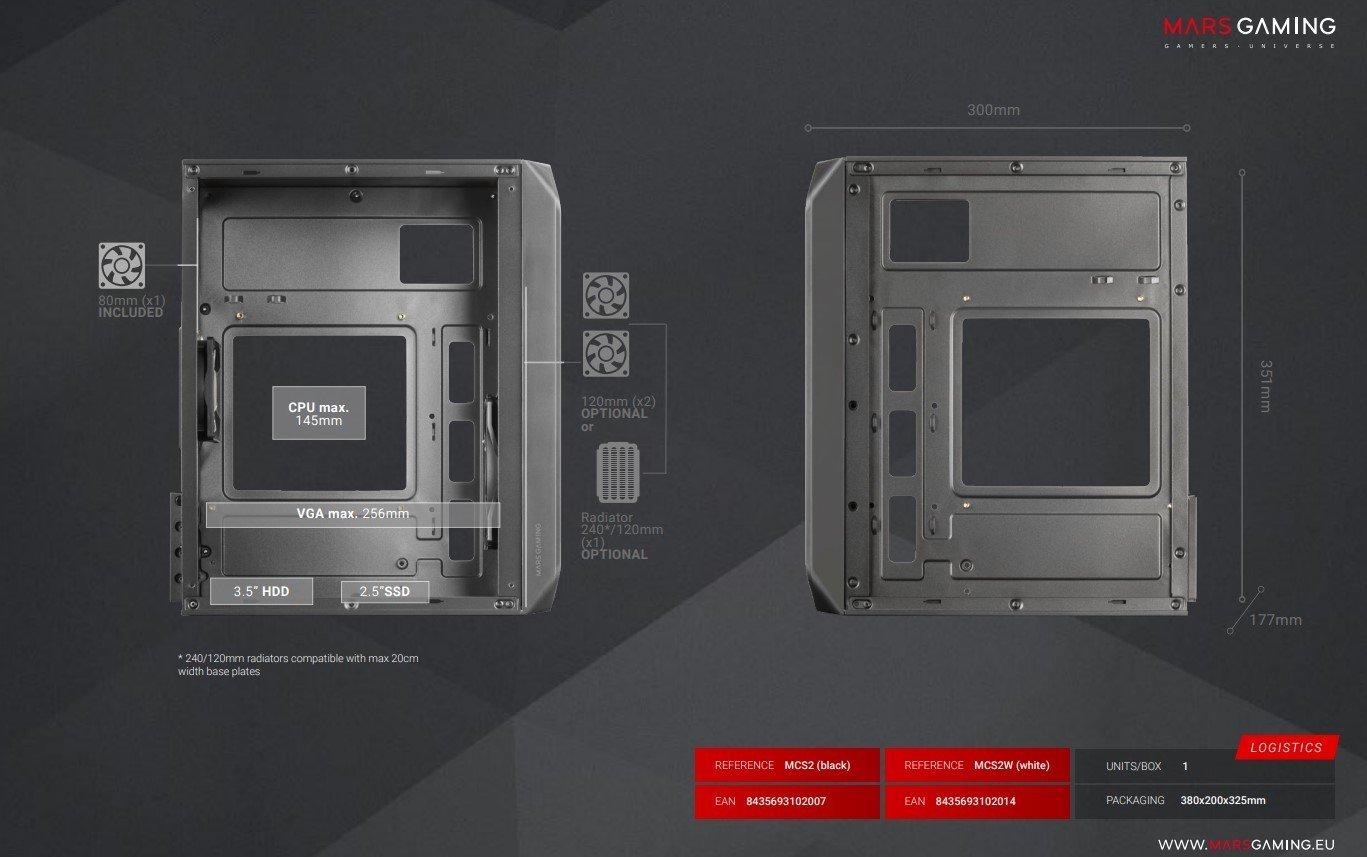 Mars gaming MC-S2 PC Case mATX / FRGB / Window / MESH, žema kaina | Varle.lt