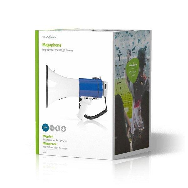 Nedis Megafonas 25W su nuimamu mikrofonu (nuotolis iki 1500 m), modelis ...