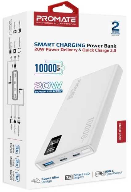 Promate Bolt-10PD Power Bank 10000mAh / USB-C PD 20W, žema kaina | Varle.lt