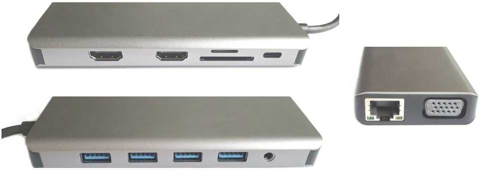 RoGer MST Dock Station 12in1 Lite USB-C to 2x HDMI / 4x USB3.0 / SD ...