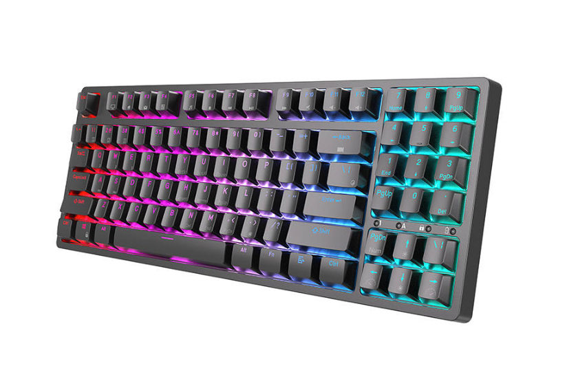 Mechaninė klaviatūra Royal Kludge RK92 RGB, rudas jungiklis (juodas ...