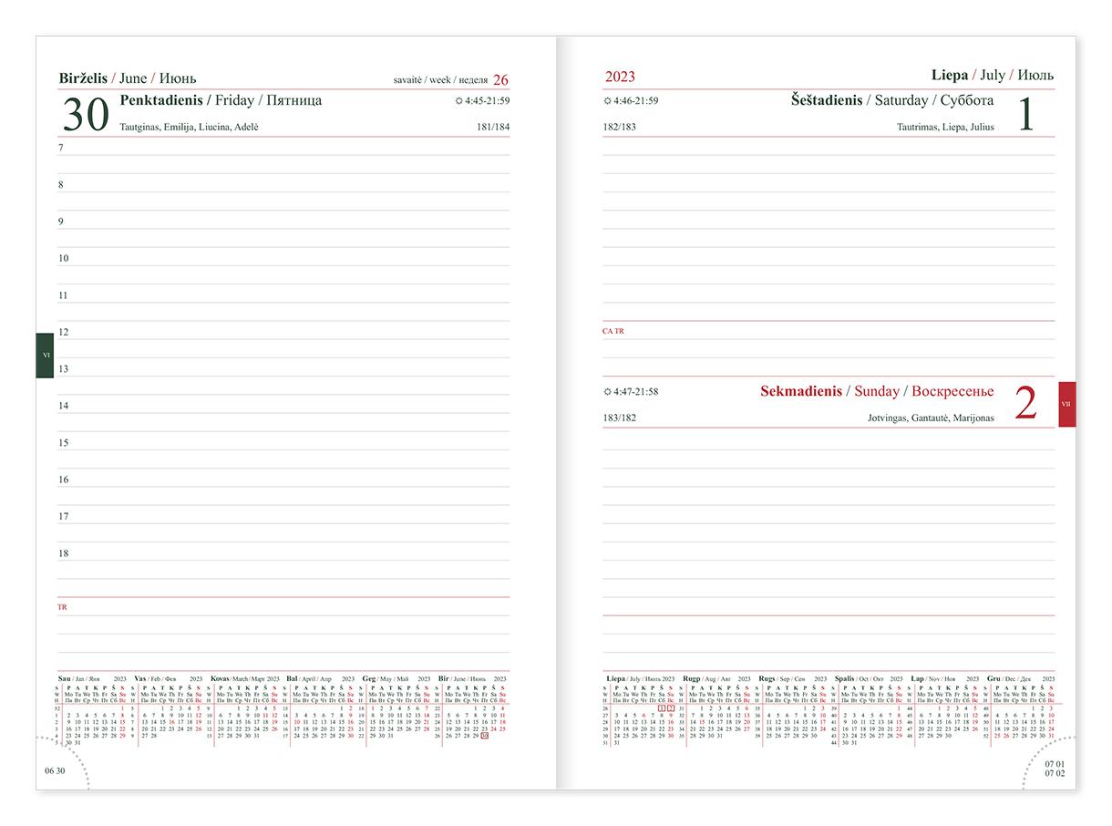 Timer Kalendorius MANAGER Day 2025, A5, PU, žema kaina | Varle.lt