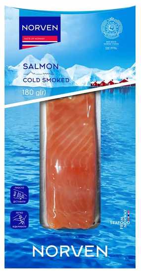 Rūkyta atlantinių lašišų filė vakuume NORVEN, 180 g, žema kaina | Varle.lt