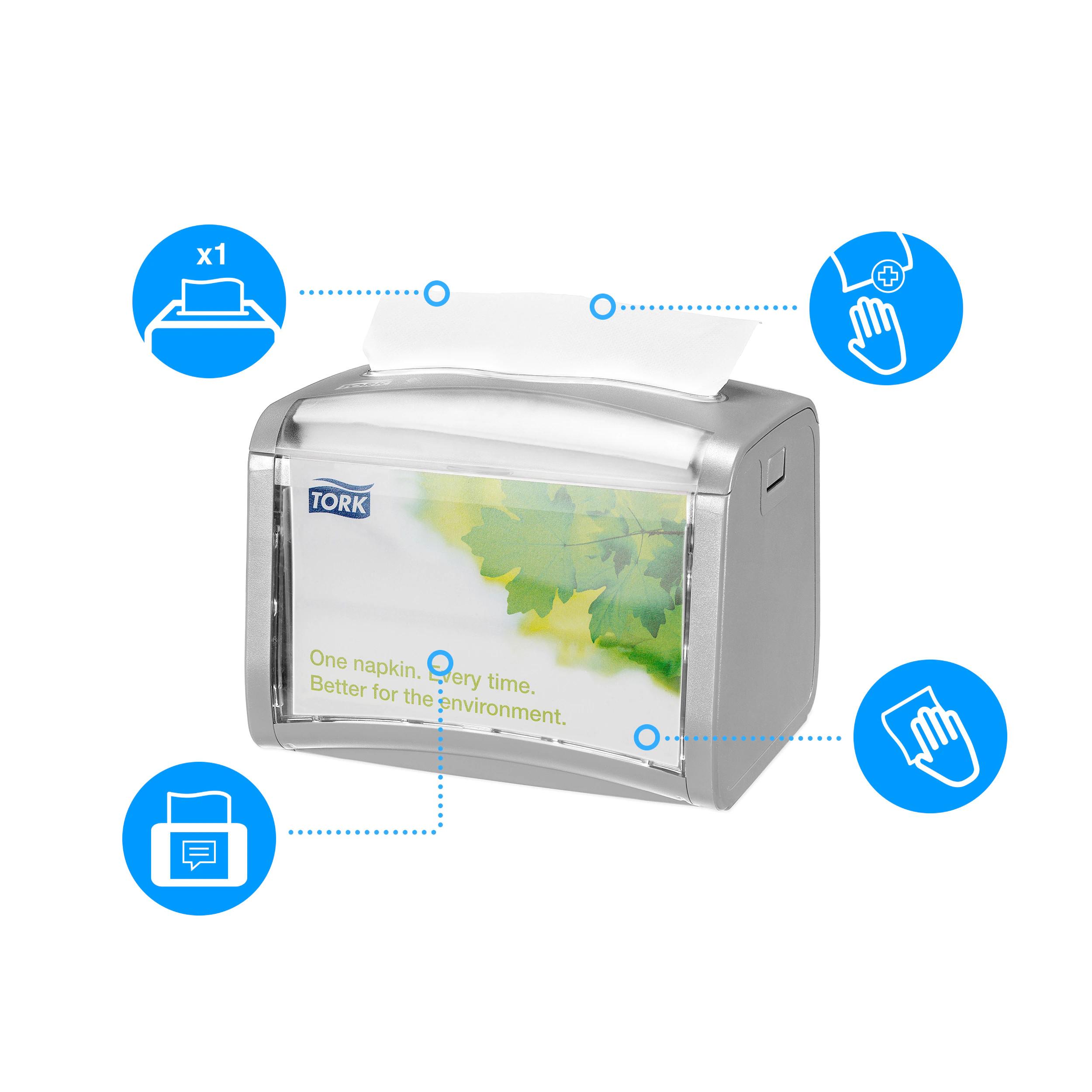 Servetėlių dozatorius TORK XPRESSNAP TABLETOP, 20,1 x 15,5 x 15 cm, šv ...