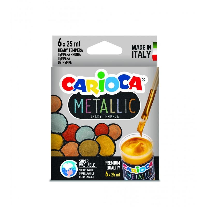 Tempera dažai CARIOCA Metallic, 6 spalvos, 25 ml, žema kaina | Varle.lt