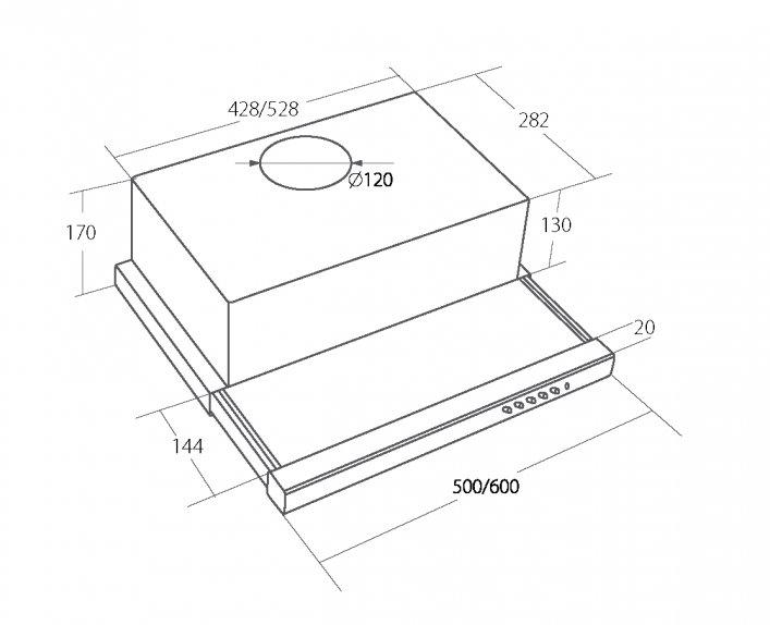 Gartraukis po spintele AKPO WK-7 LIGHT ECO 60 INOX (265,5 m3 / h, 600 ...