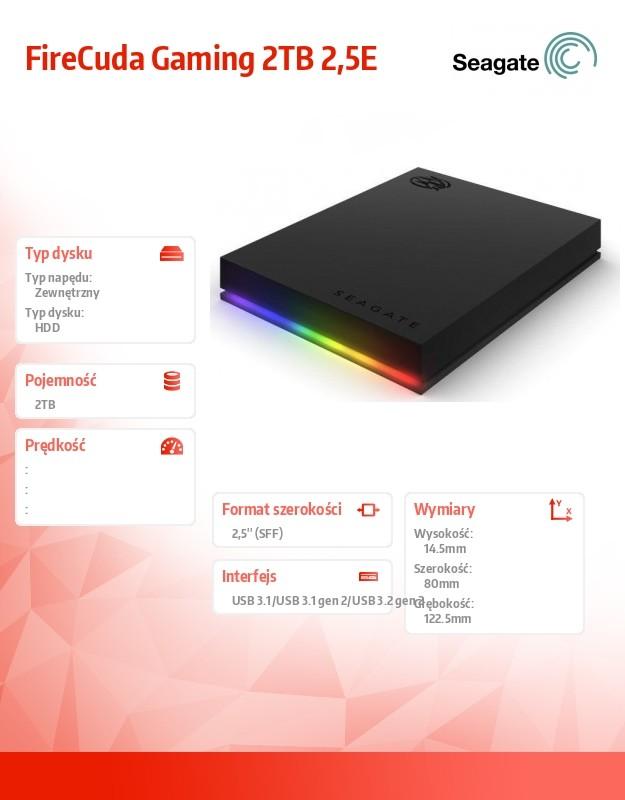 Išorinis kietasis diskas HDD|SEAGATE|FireCuda|2TB|USB 3.2|Spalva Juodas ...