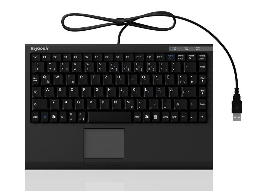 Icy Box KeySonic Mini klaviatūra, smart touchpad, USB 2.0, Juodas ...