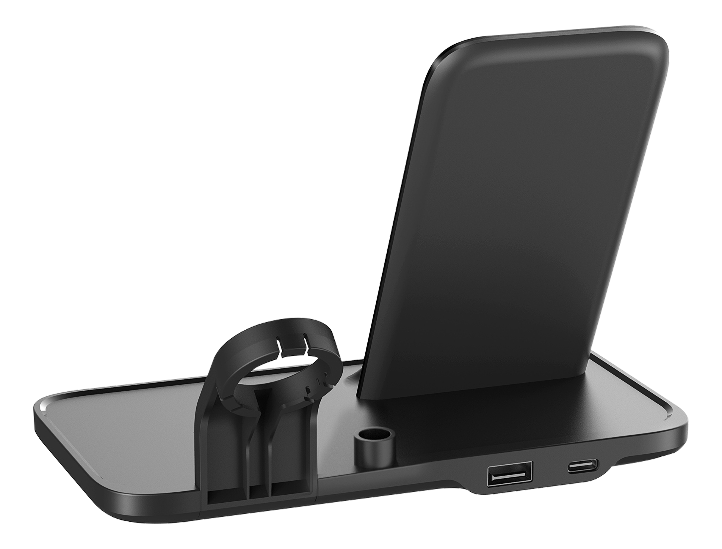 2-in-1 bevielis kroviklis DELTACO 10 W, 5 W, USB-A out 5 W, juodas / QI-1036, modelis - QI-1036 ...