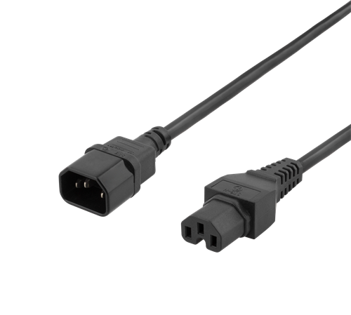 DELTACO kabelis IEC C15 - IEC C14, 1m, juodas DEL-116, modelis - DEL-116, žema kaina | Varle.lt