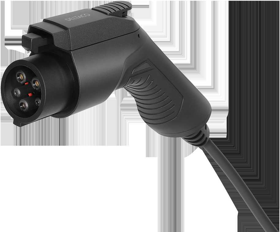 Krovimo kabelis DELTACO e-Charge type 2 į type 1, 1 fazė, 16A, 3.6KW, 10M, juodas / EV-11010 ...